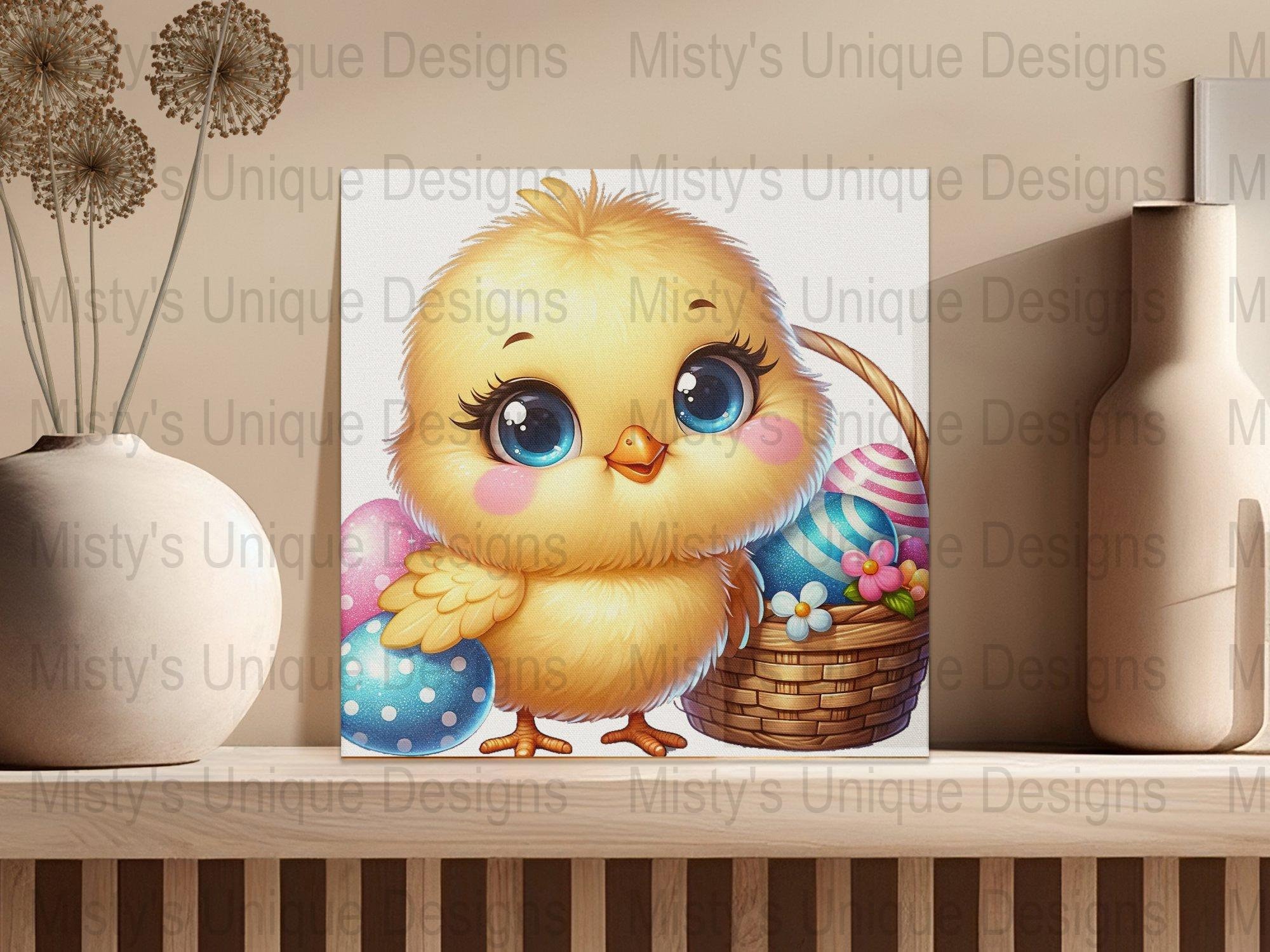 Cute Easter Chick Digital Clipart, Spring Chick PNG, Baby Chick With ...