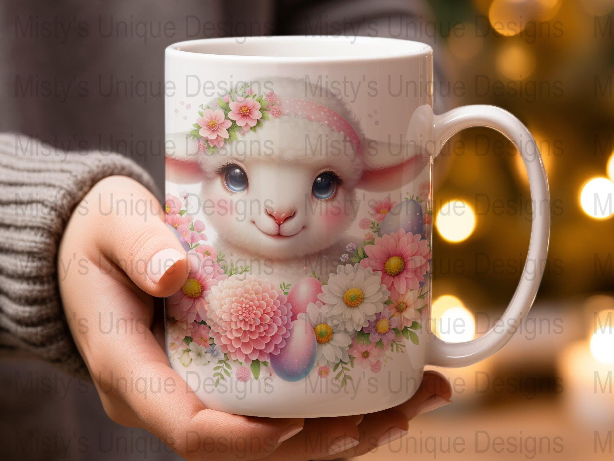 Adorable Spring Lamb Clipart, Easter Flower Sheep PNG, Digital Download ...