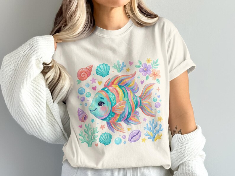 Rainbow Fish Clipart PNG, Whimsical Ocean Animal Graphic (digital ...