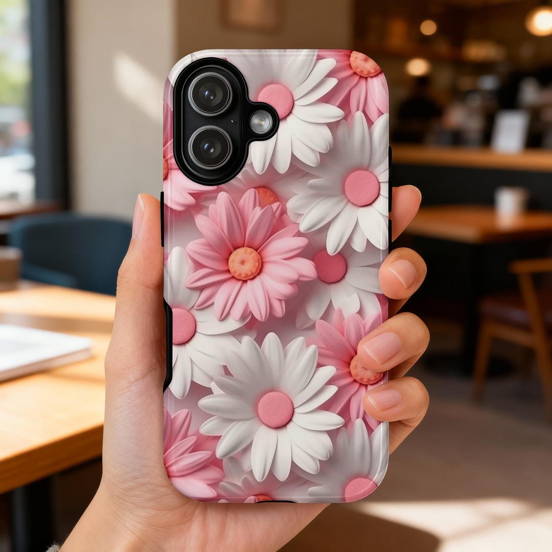 Pink Daisy Phone Case, Floral Design, Girly Aesthetic, Cute Phone Cover ...