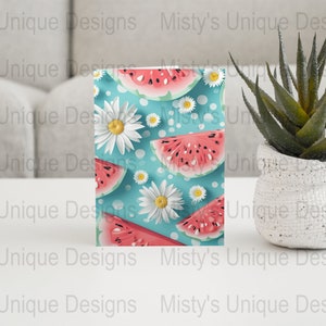 Watermelon Digital Paper, Summer Fruit Background, Daisy Pattern ...