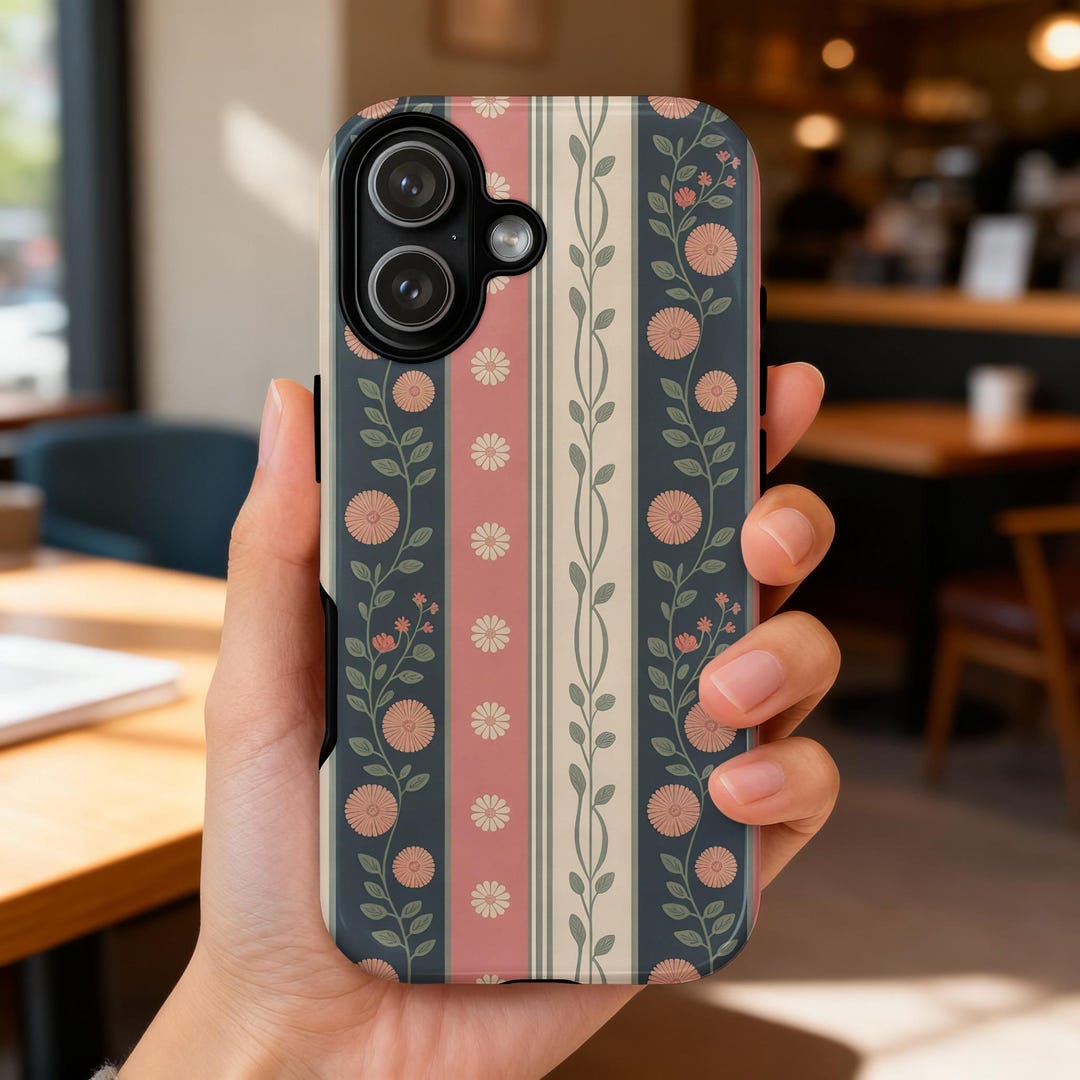 Floral iPhone Case, Botanical Art, Striped Flowers, Nature Inspired ...