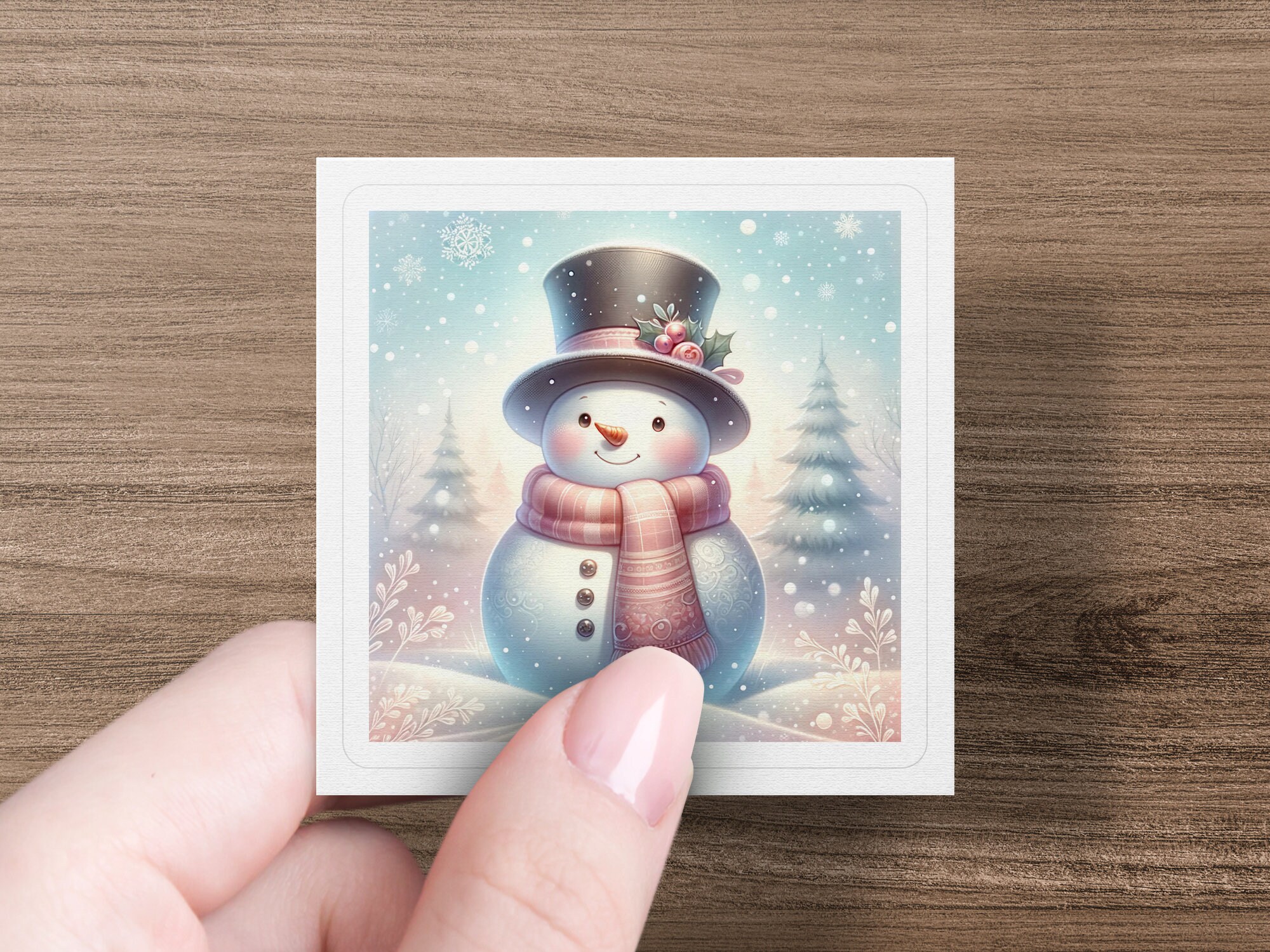 Pink Winter Snowman Digital Paper Cute Pink Santa Hat Girls - Etsy