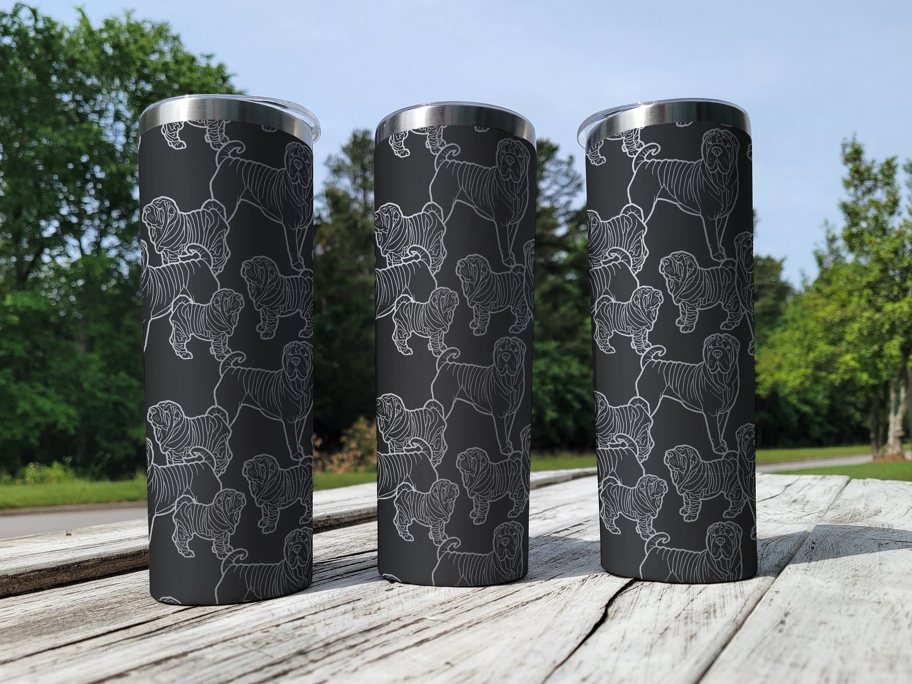 Shar Pei Dog Breed Contour Line Art Seamless Wrap Engraved - Etsy