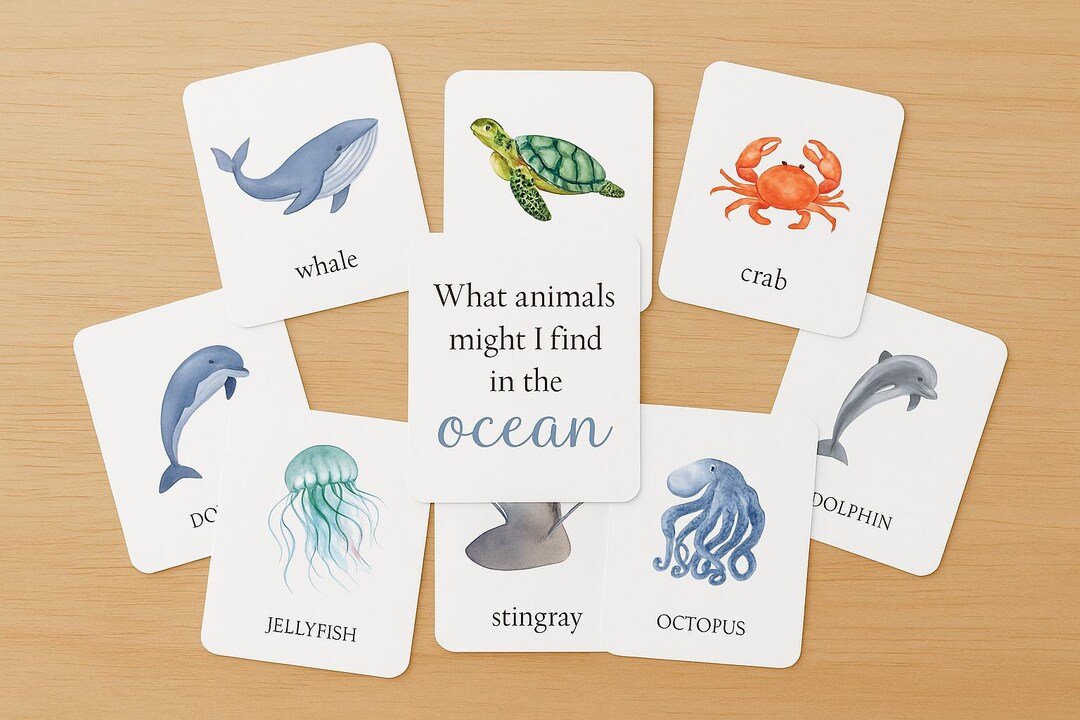 Sea Animal Flashcards Printable | Montessori Inspired Ocean Life Cards ...