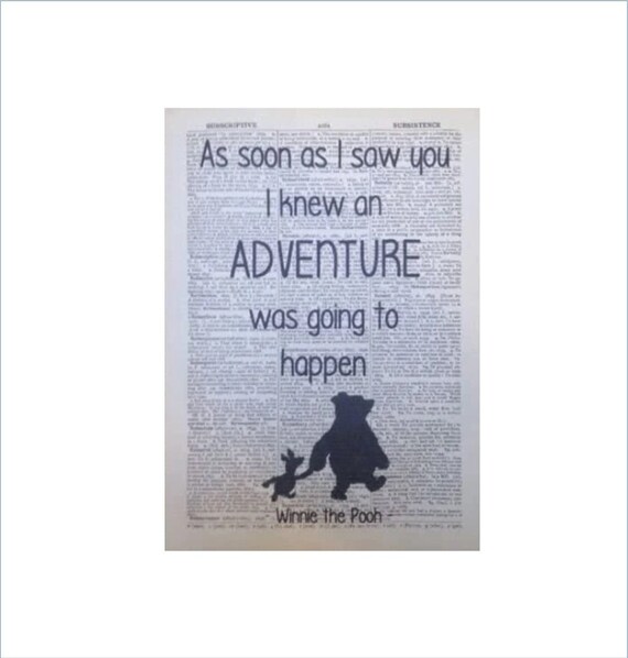Vintage Winnie the Pooh Adventure Quote Dictionary Print - Etsy