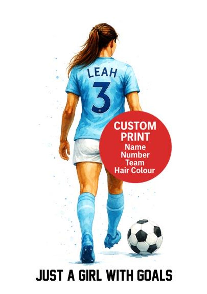 Personalised Girls Football Print - Custom Soccer Wall Art - Custom ...