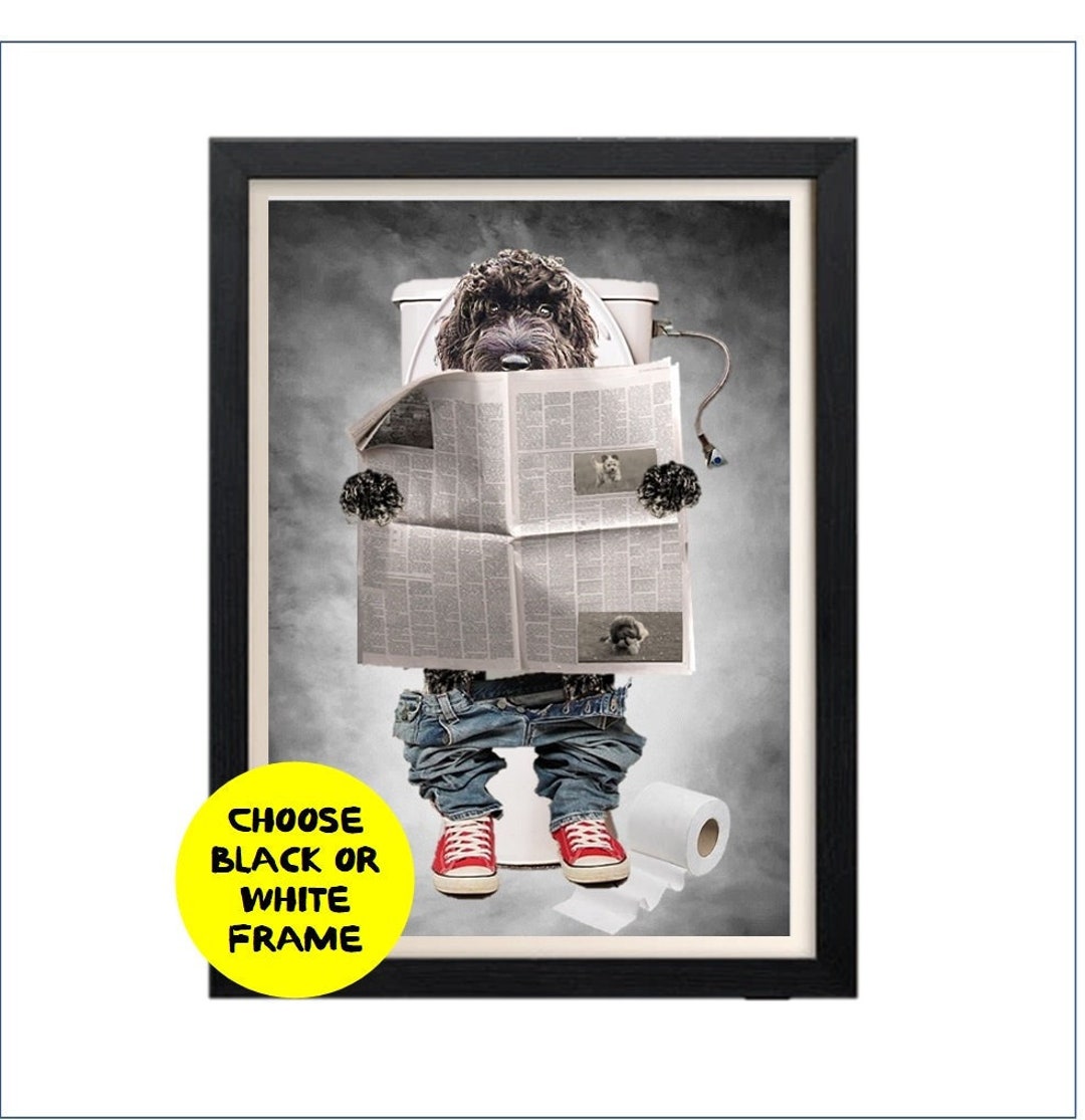 Black Cockapoo Print Cockerpoo Picture Funny Bathroom Wall Art Dog on ...