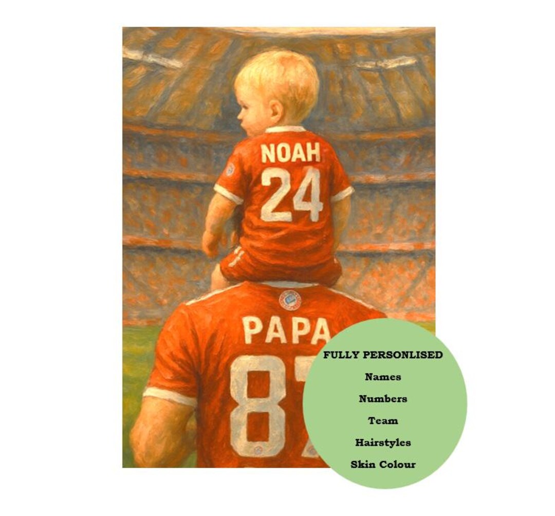 Custom Football Shirt Print - Personalised Soccer Wall Art - Dad Gift ...