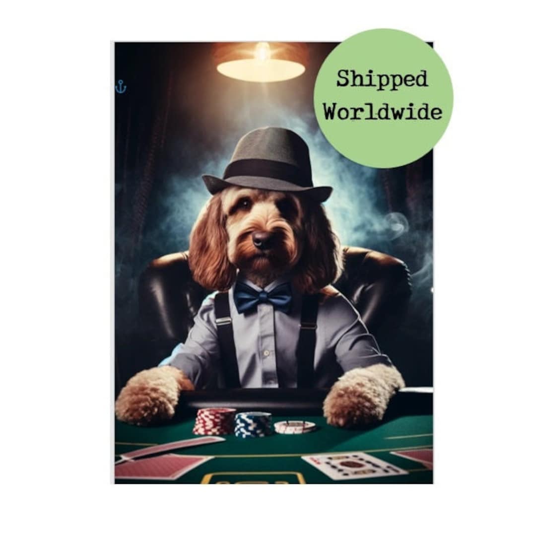 Cockapoo Playing Poker in Casino Print Funny Cockerpoo Gambling Picture ...