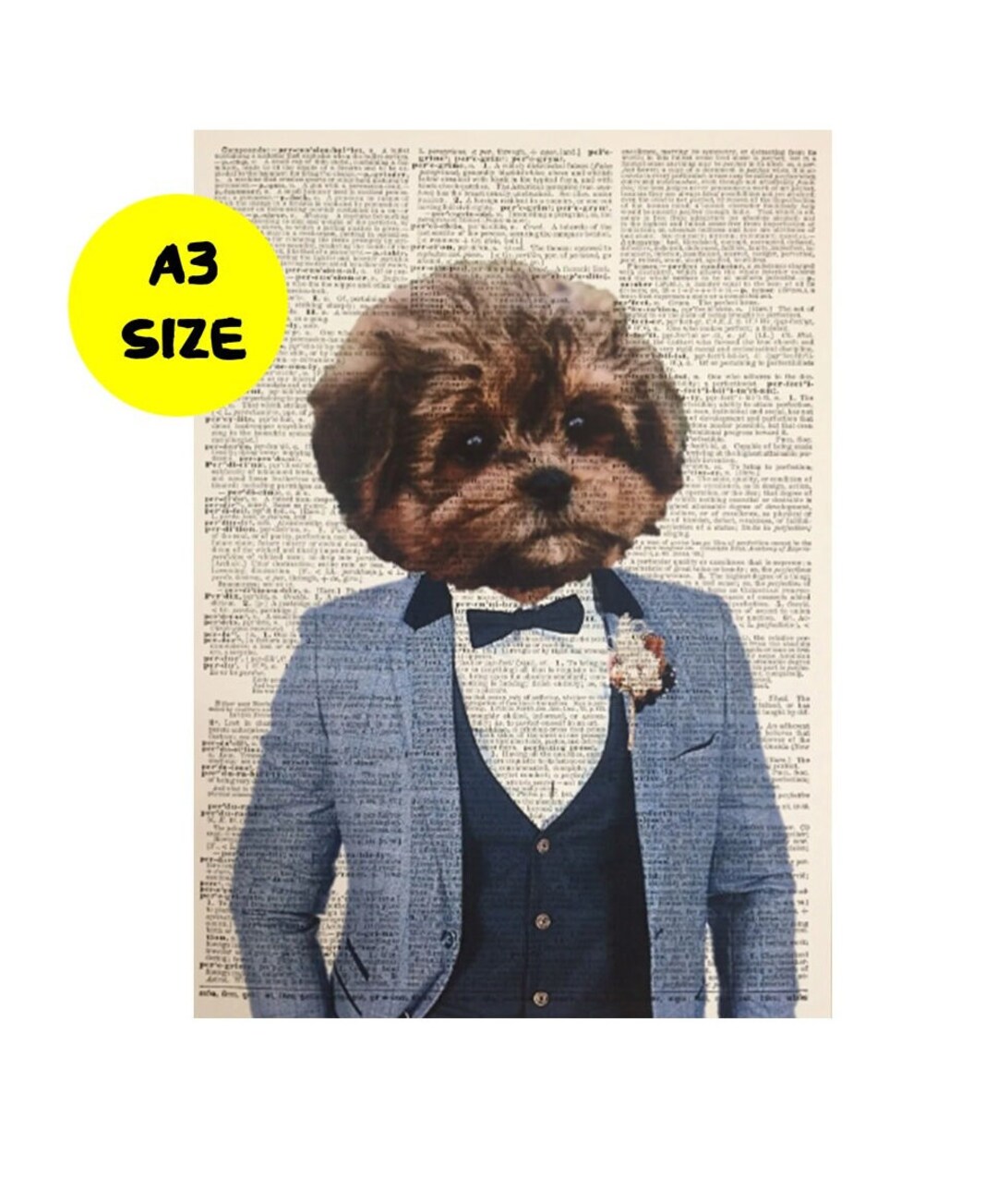 A3 Shih-poo Print Dictionary Print Dog Wall Art Humanised Shihpoo Dog ...