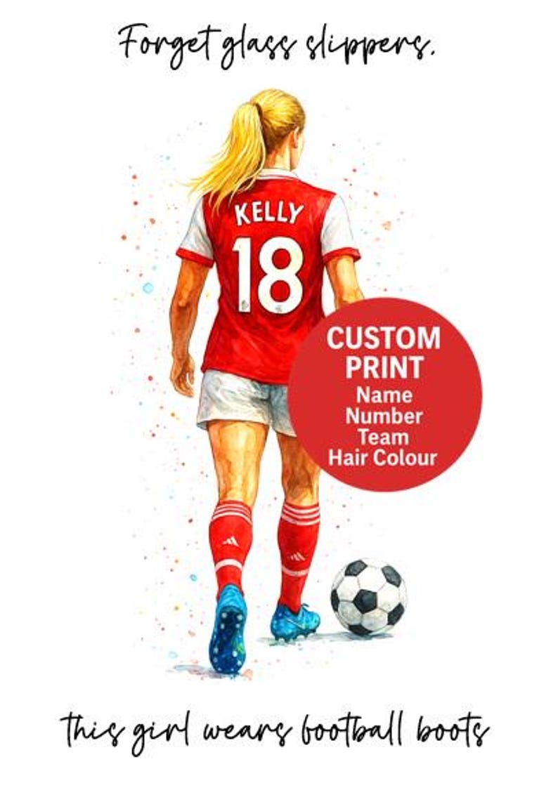 Personalised Girls Football Print - Custom Soccer Wall Art - Custom ...