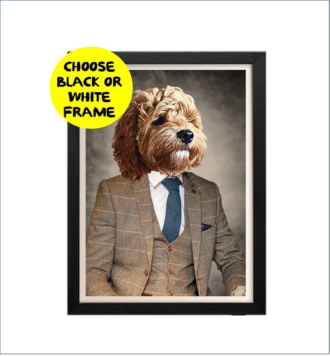 Cockapoo Cockerpoo Print Dog in Tweed Suit Portrait Funny Animal in ...
