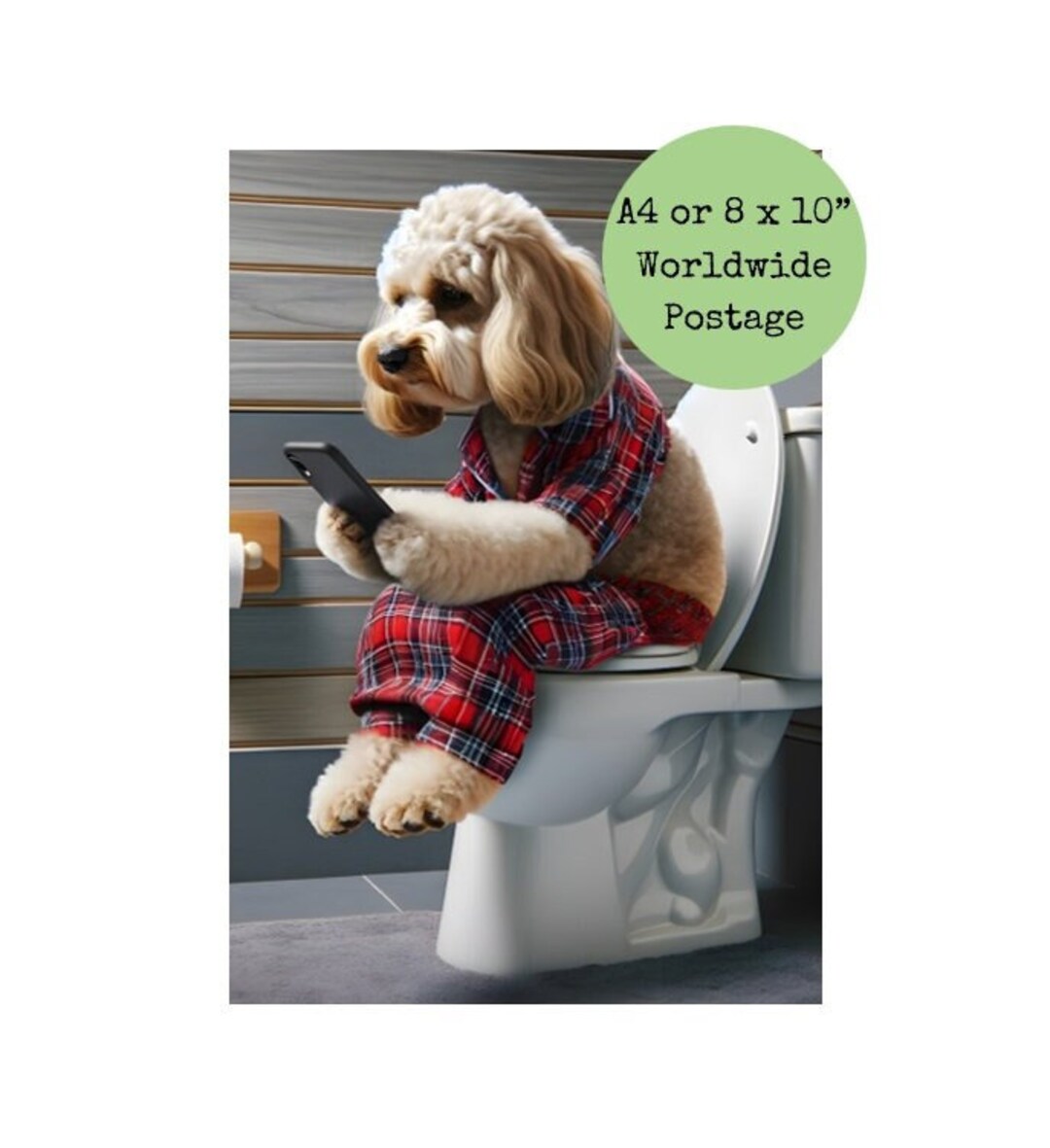 Cockapoo on Toilet on Mobile Phone Print Funny Cockerpoo Sitting on Loo ...