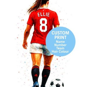 Personalised Girls Football Print - Custom Soccer Wall Art - Custom ...
