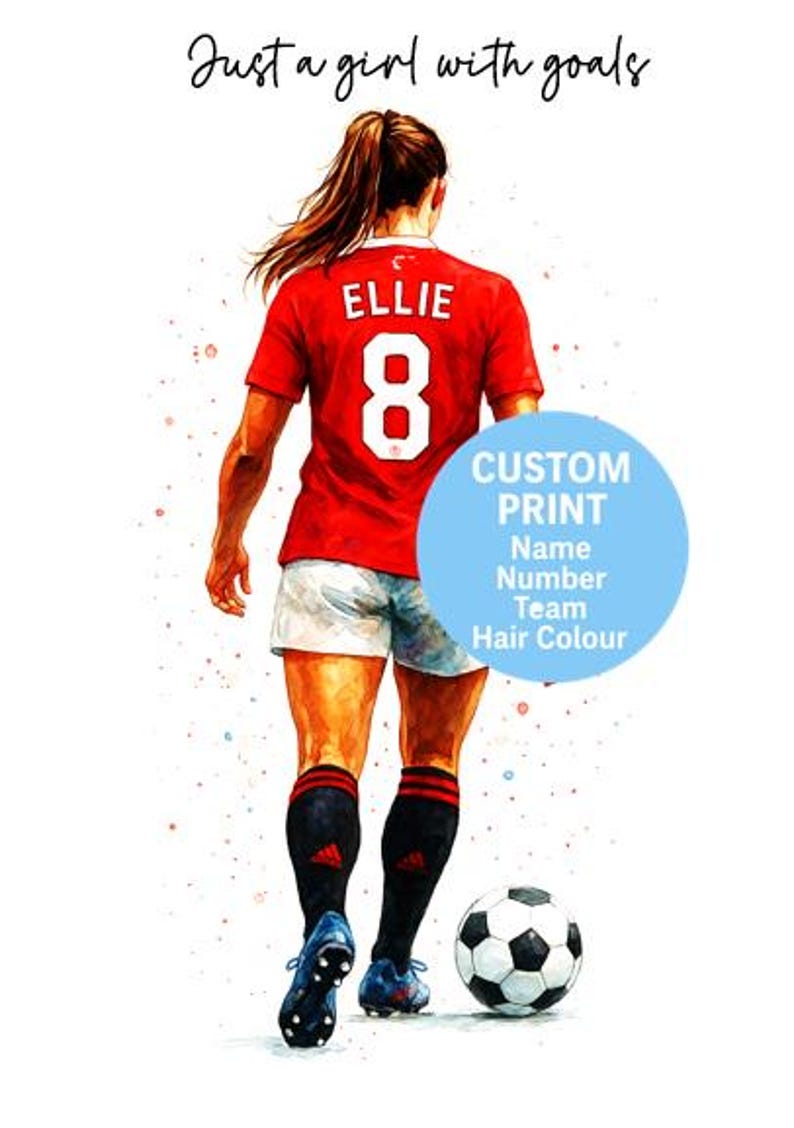 Personalised Girls Football Print - Custom Soccer Wall Art - Custom ...