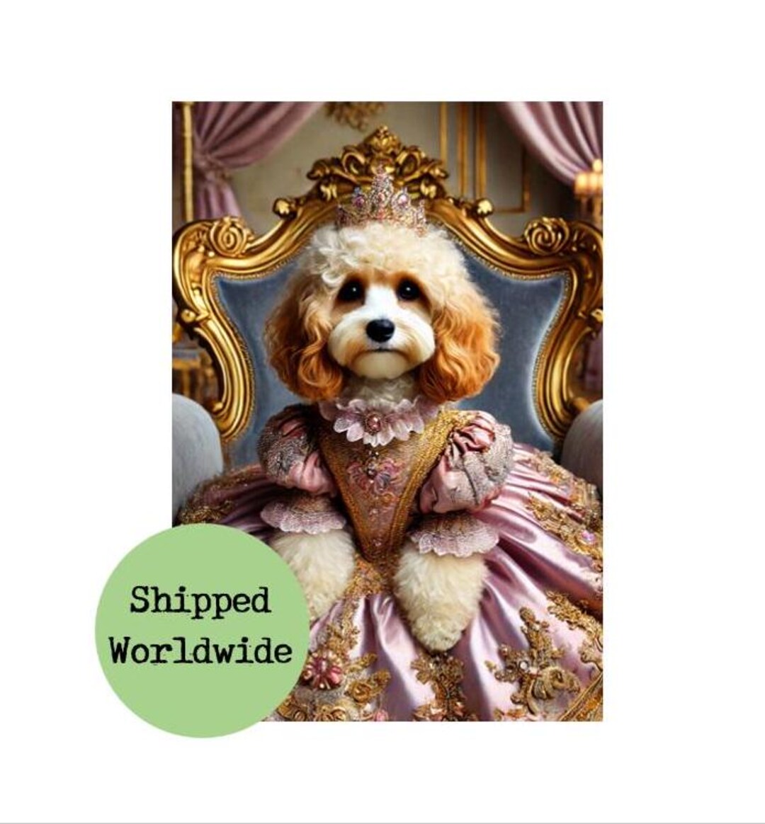 Cockapoo Princess Portrait - Cockerpoo Queen Picture - Cavapoo Wall Art ...