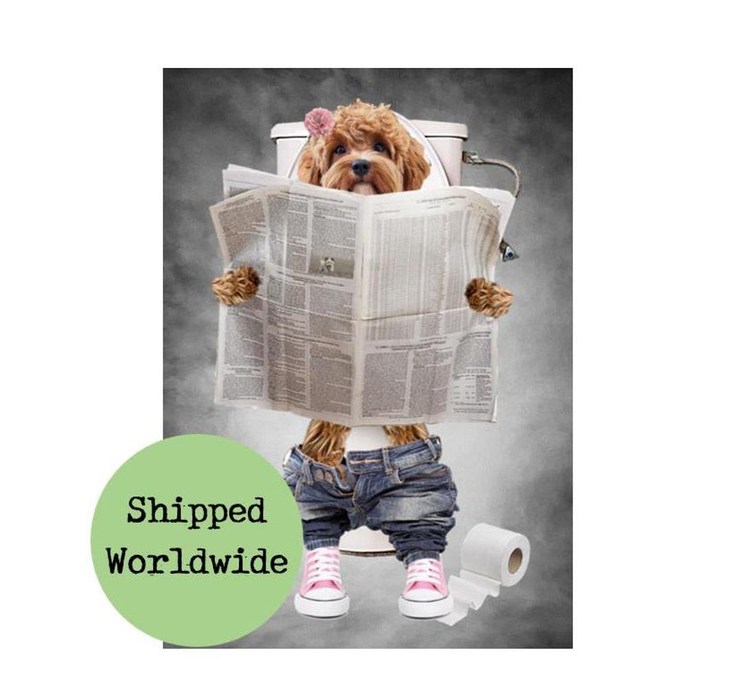Funny Cavapoo Print Girl Cavapoo on Toilet Bathroom Wall Art Toilet ...