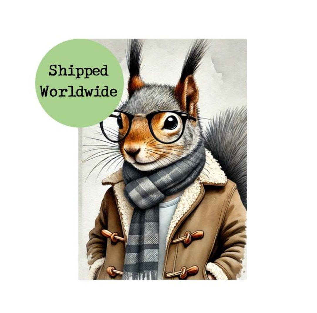 Squirrel Portrait - Hipster Animal Picture - Woodland Forest Wall Art ...