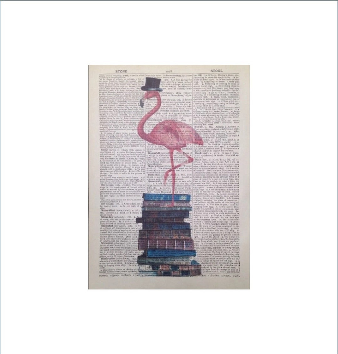 Flamingo on Books Print Real Vintage Dictionary Page - Etsy UK