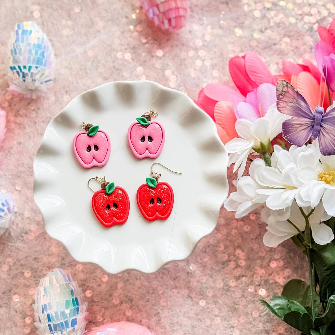 Apple Earrings, Polymer Clay Earrings for Teachers, Unique Teacher ...