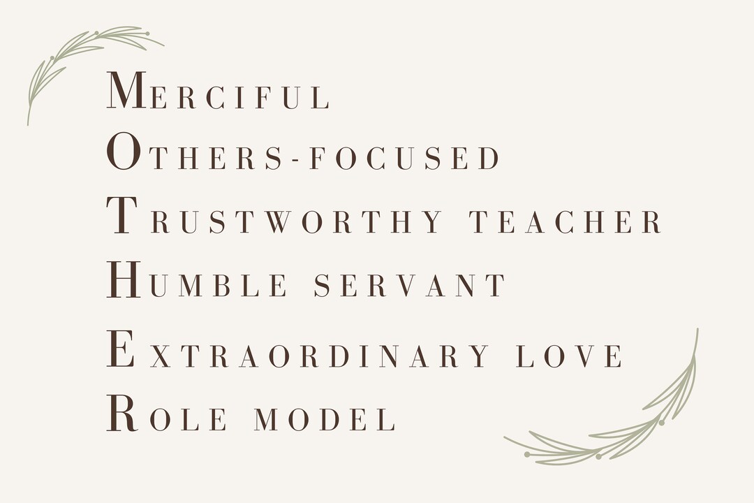 Mother Acronym - Mother's Day Printable - Etsy