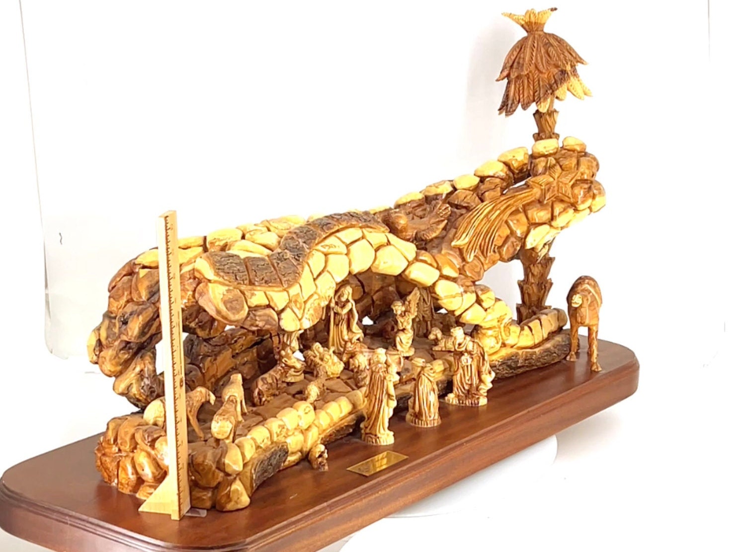 Unique Nativity Set and Scene Carved From Natural Olive Wood, 37.4 ...