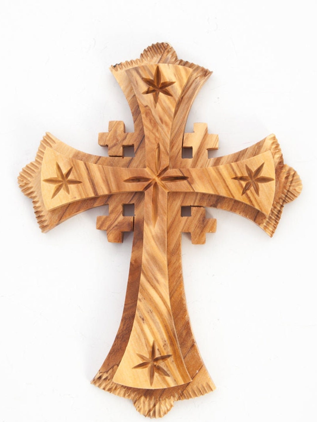 Unique Wall Cross, 6.8", Christian Home Decor, Holy Land Olive Wood ...