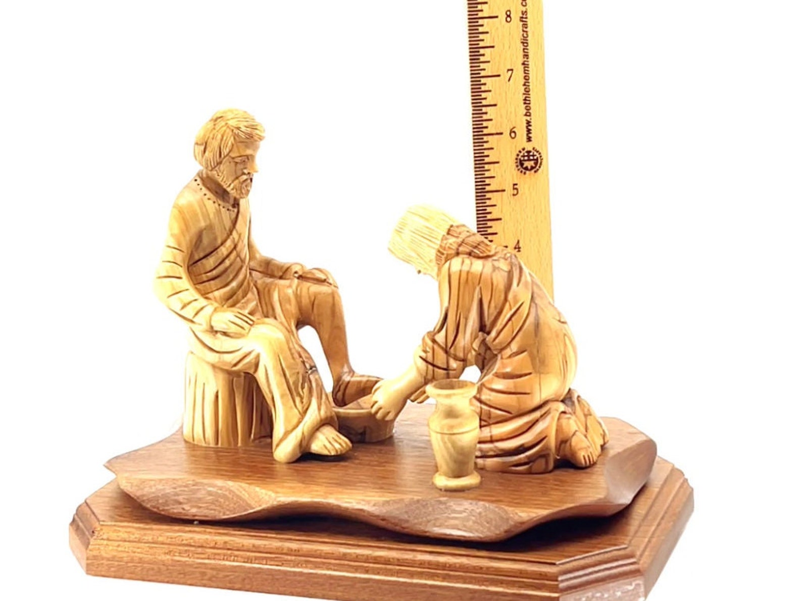 Jesus Christ Washing of the Feet Statue, Hand Carved Olive Wood Grown ...