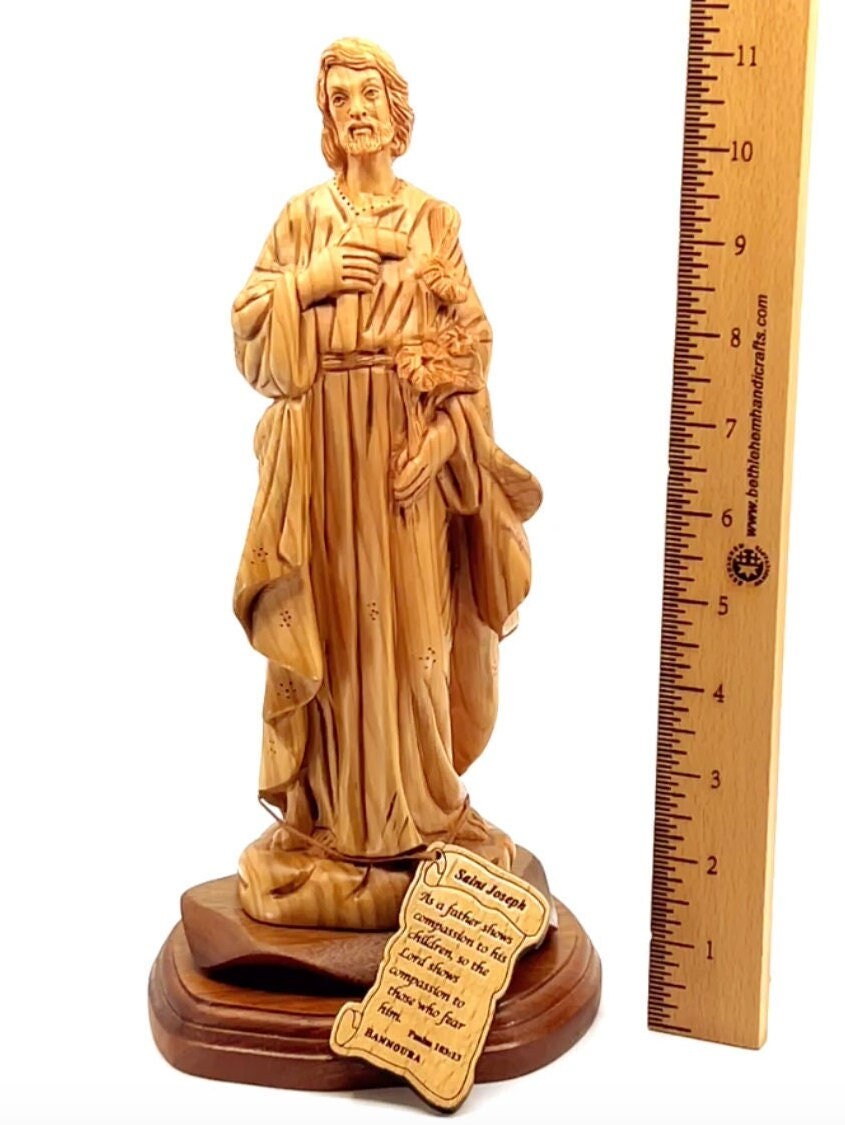 Saint Joesph the Carpenter Masterpiece, 11.2 Holy Land Olive Wood ...