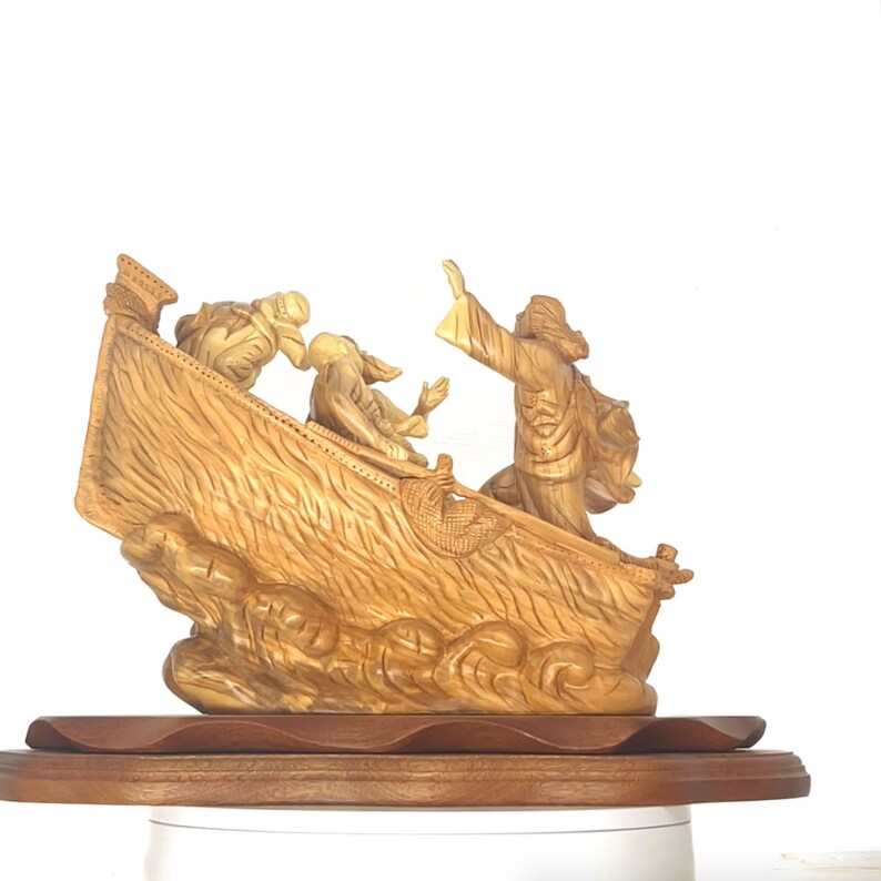 Jesus Calms the Storm, 10.5" Masterpiece, Christ With Disciples in Boat ...