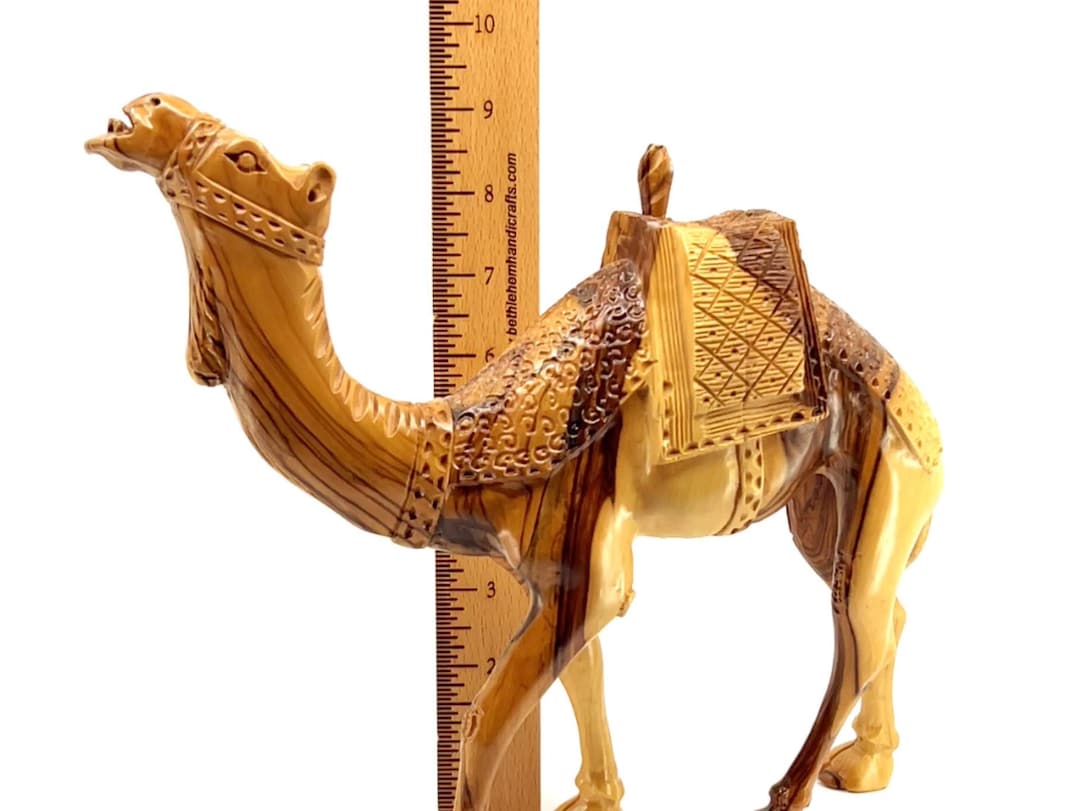 Camel Figurine, 9" Standing, Carved Nativity Figurine, Christen Easter ...