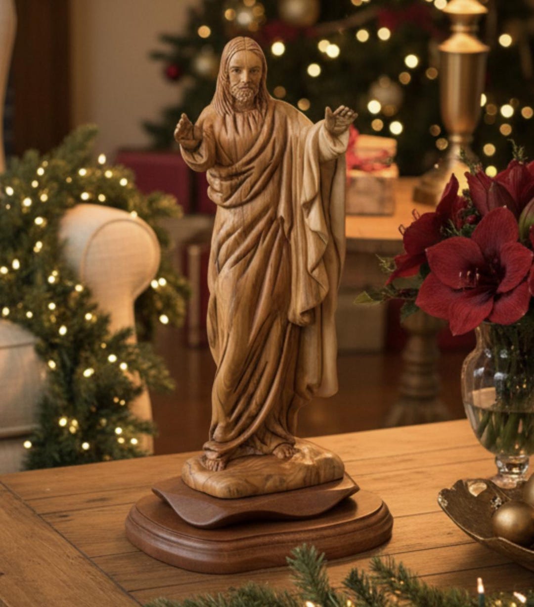 Jesus Christ Giving Blessing Statue, Hand Carving, 12.6", Holy Land ...