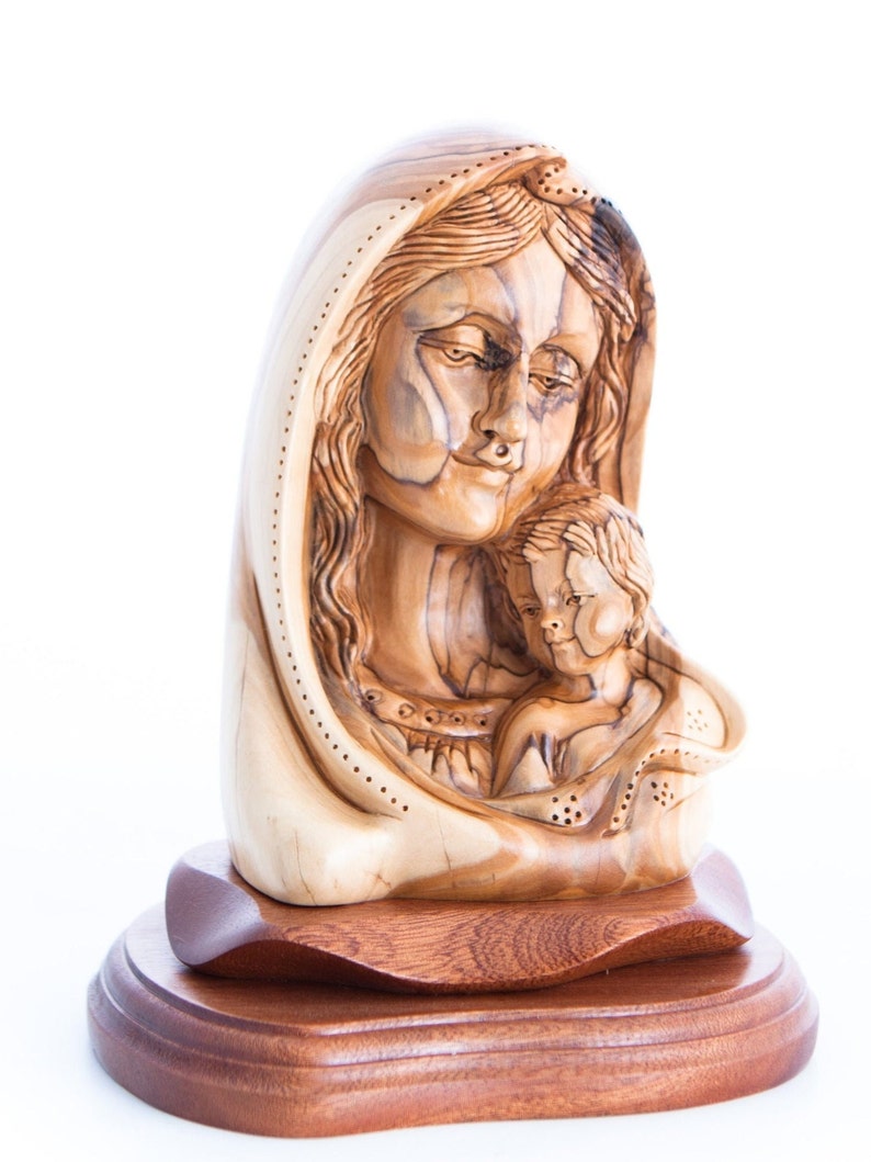 Baby Jesus Sleep, Virgin Mary Bust, Wood Heaved Carved, Christ holy ...