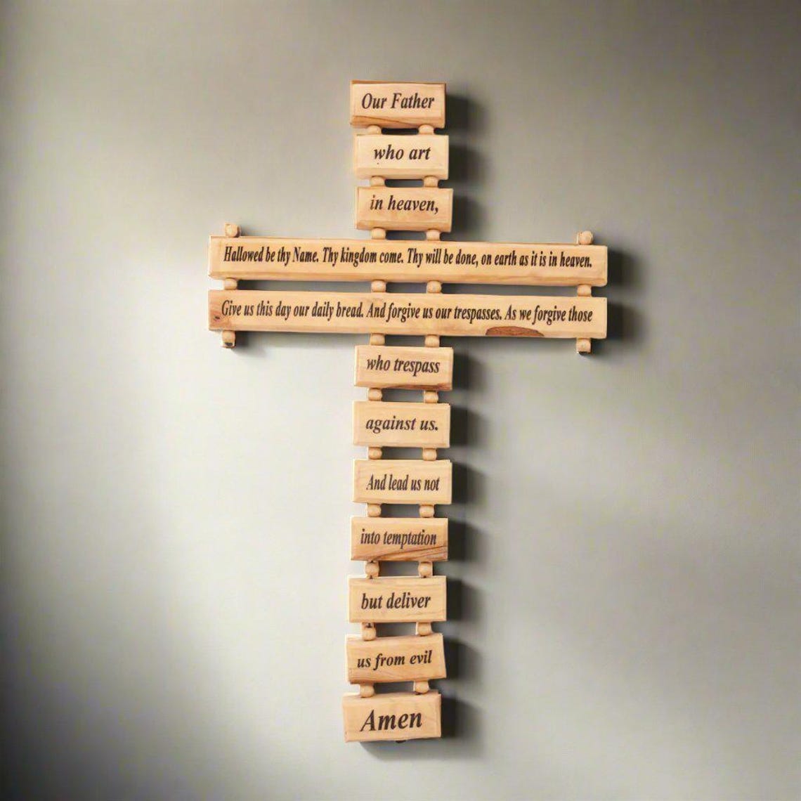Wall Cross, Lord's Prayer Engraved, 13.5", Christian Home Religious ...