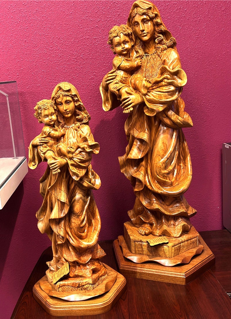 Blessed Virgin Mary Holds Baby Jesus Christ, Large Masterpiece Statue ...