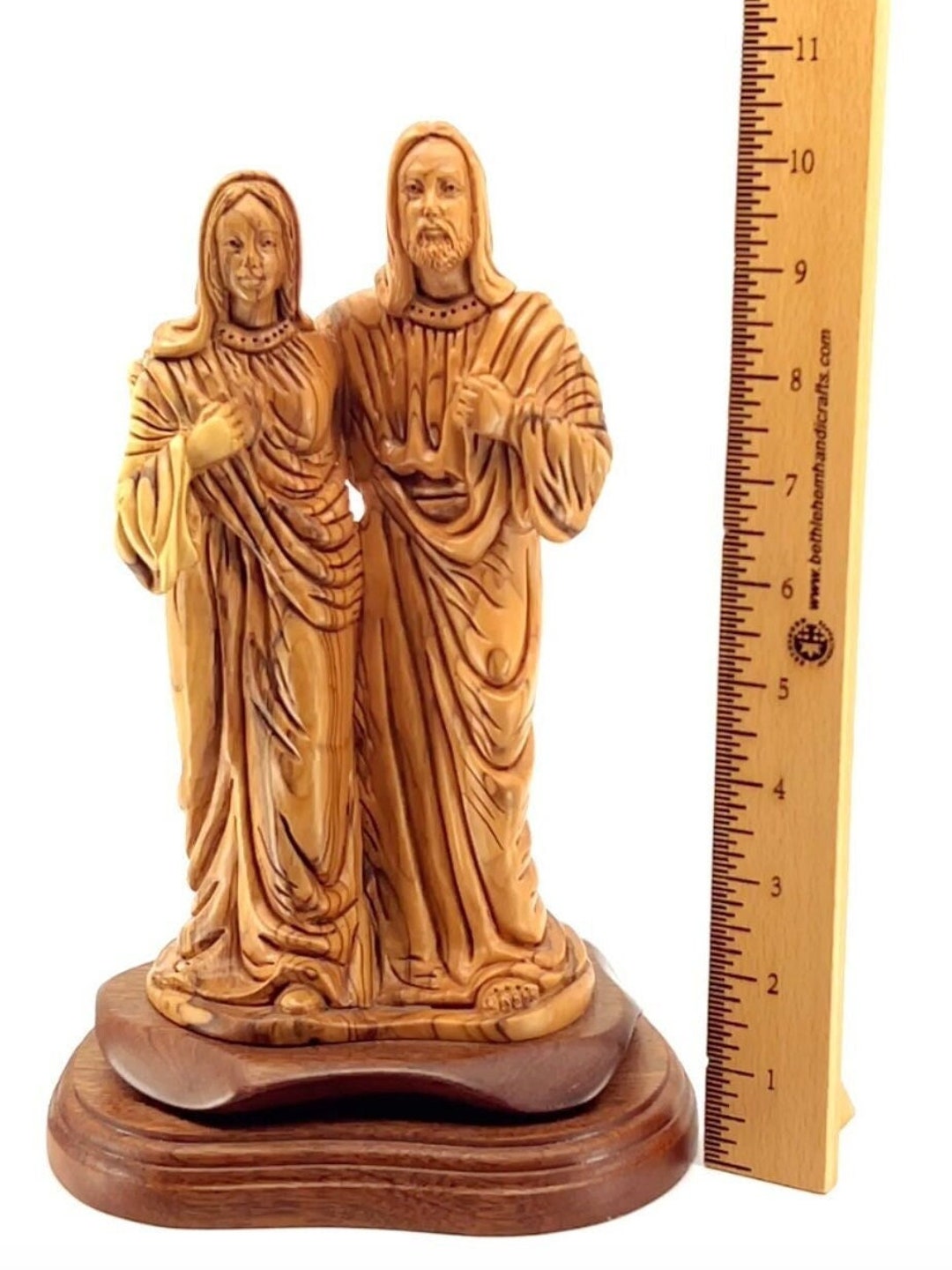 Virgin Mary With Jesus Christ Standing Statue, 10.6" Holy Land Olive ...