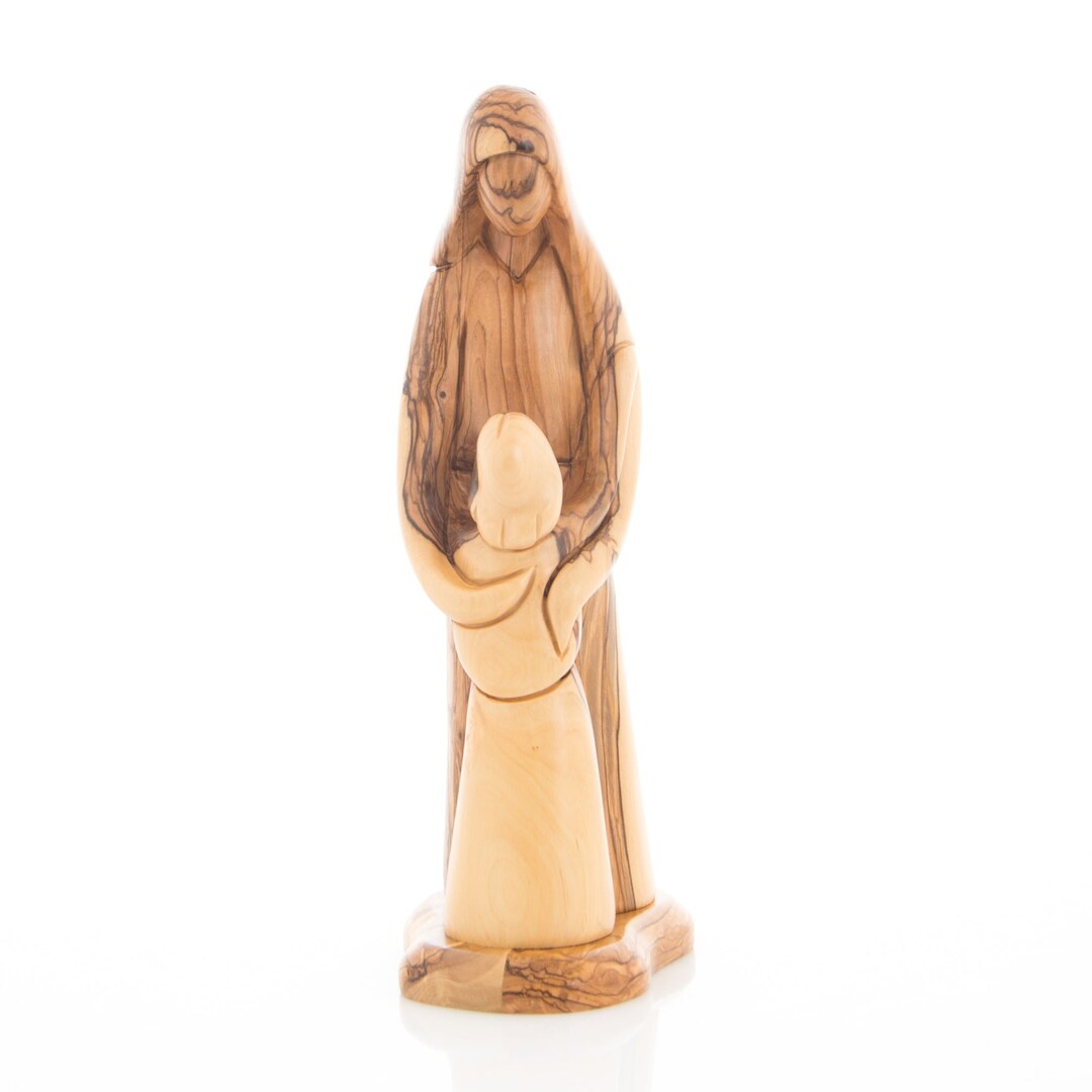 Virgin Mary Hugging Jesus, Hand Carved From Olive Wood Grown in Holy ...