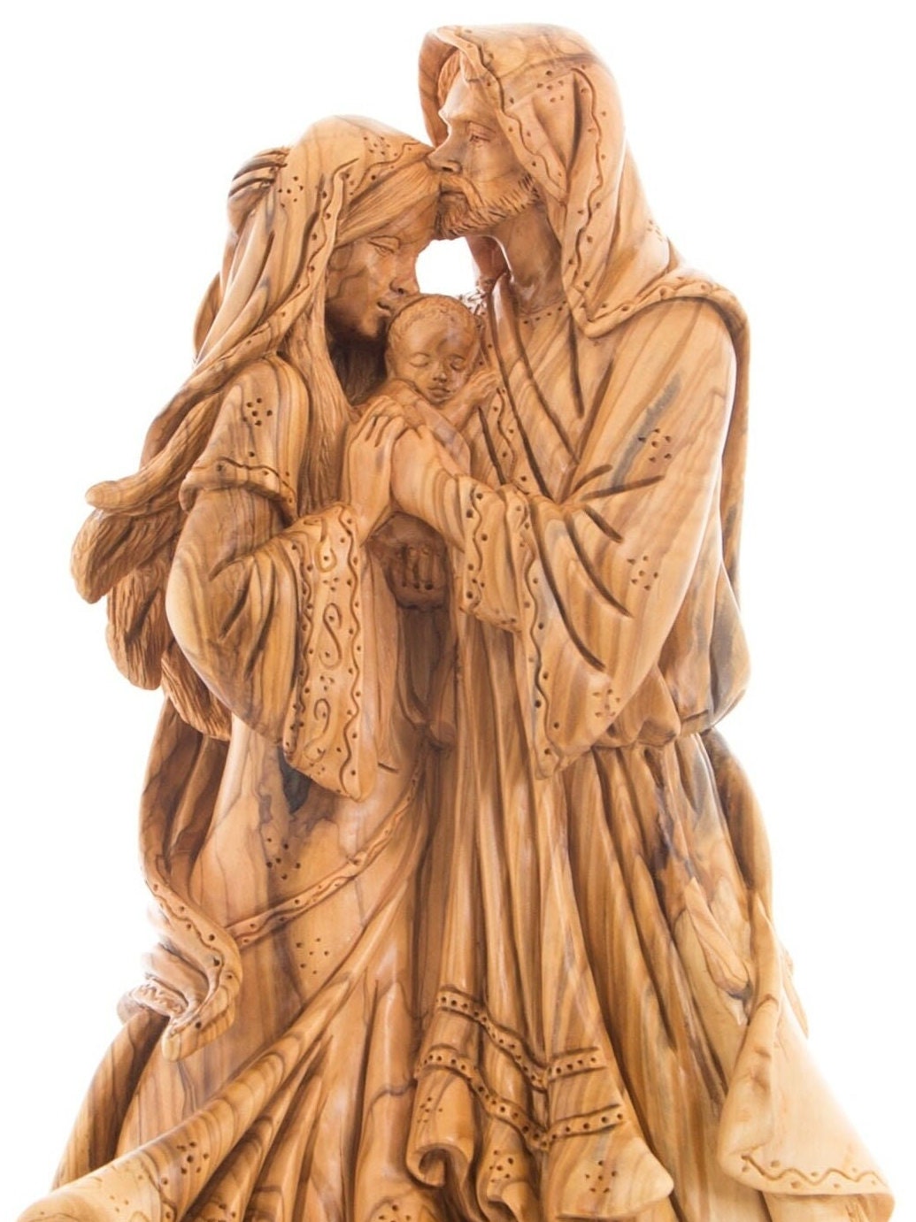 Holy Family Sculpture, Jesus Christ, 19" Wood Carving, Holy Land Olive ...