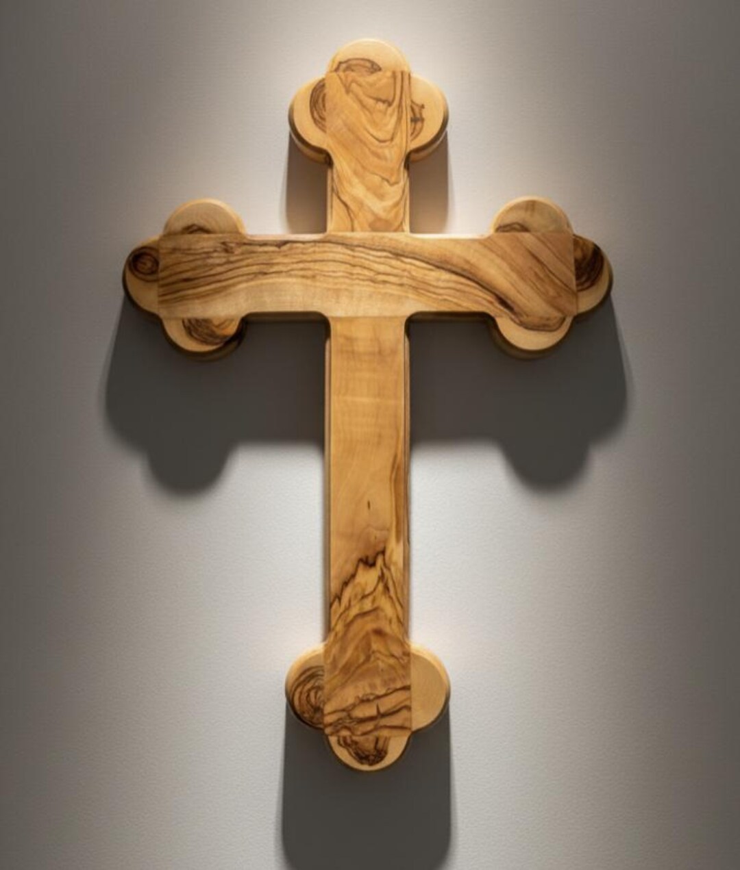 Large Wall Cross, 15" Budded, Christian Home Decor, Wooden Handmade ...