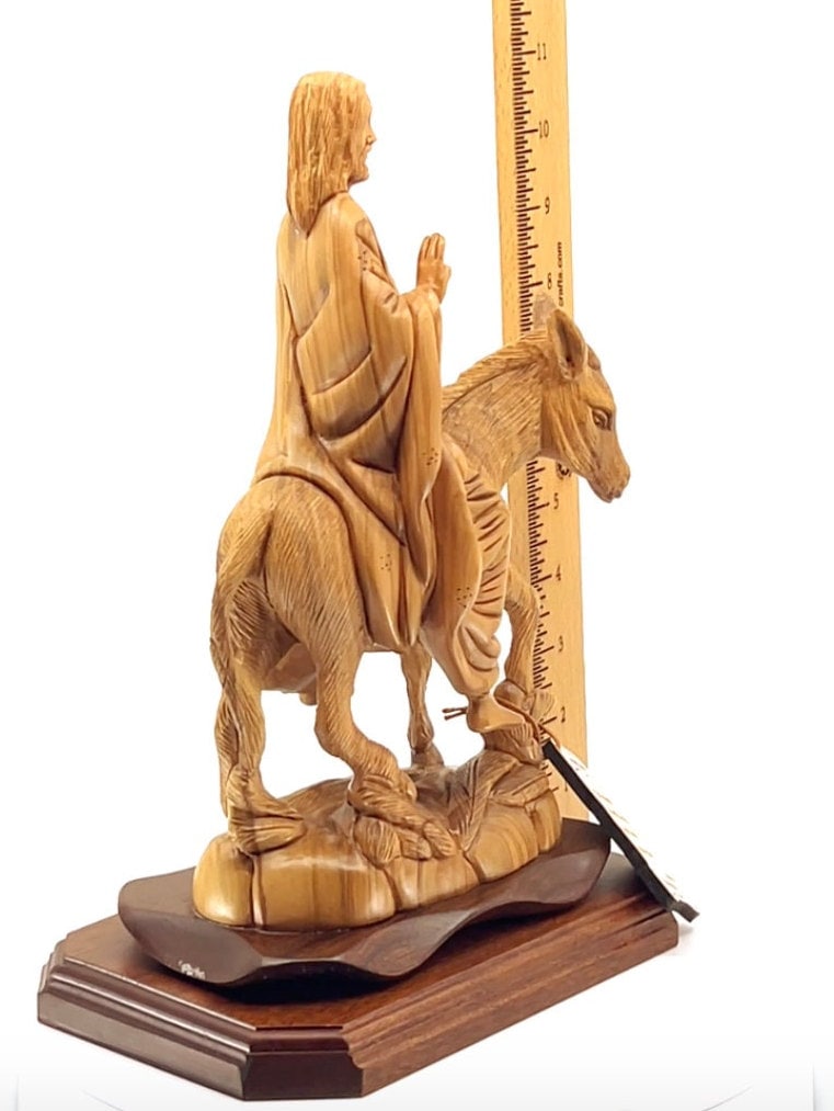 Jesus Hand Carved Olive Wood, Jesus Entry Into Jerusalem Statue ...