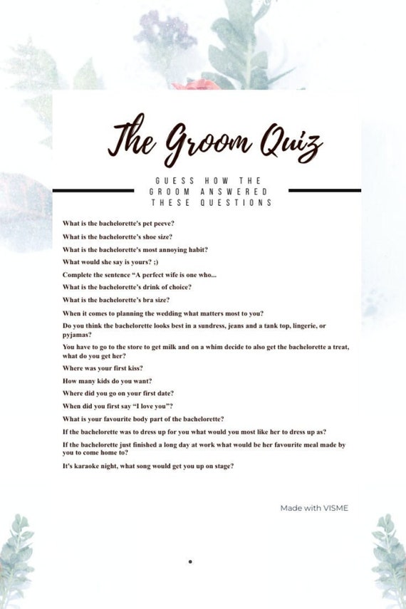 Bachelorette Party the Groom Quiz - Etsy