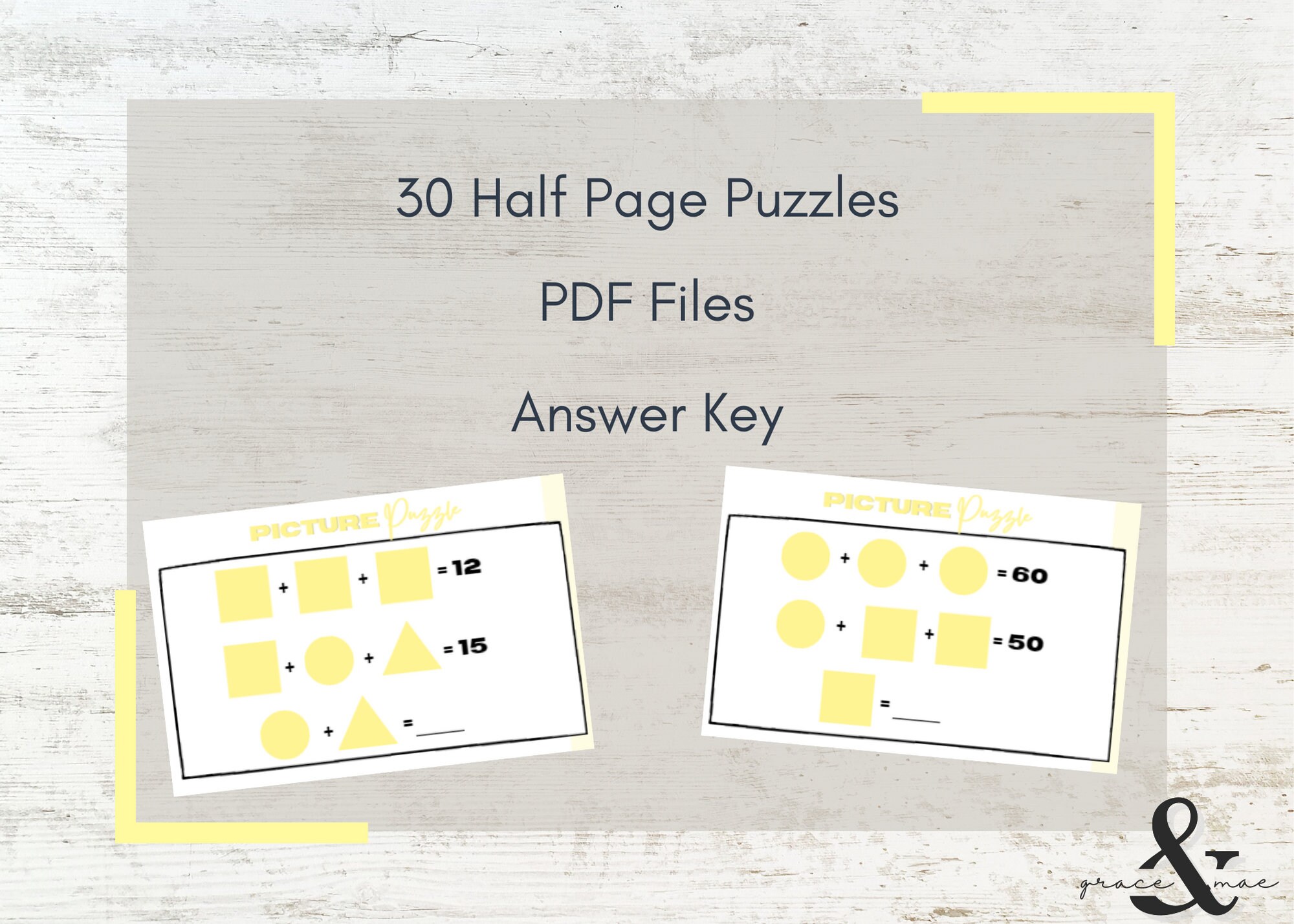 Picture Puzzle Math Challenges for Homeschool, Elementary Middle School ...