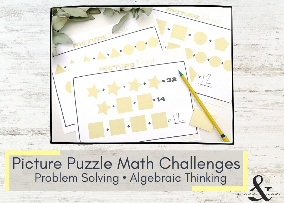 Picture Puzzle Math Challenges for Homeschool, Elementary Middle School ...