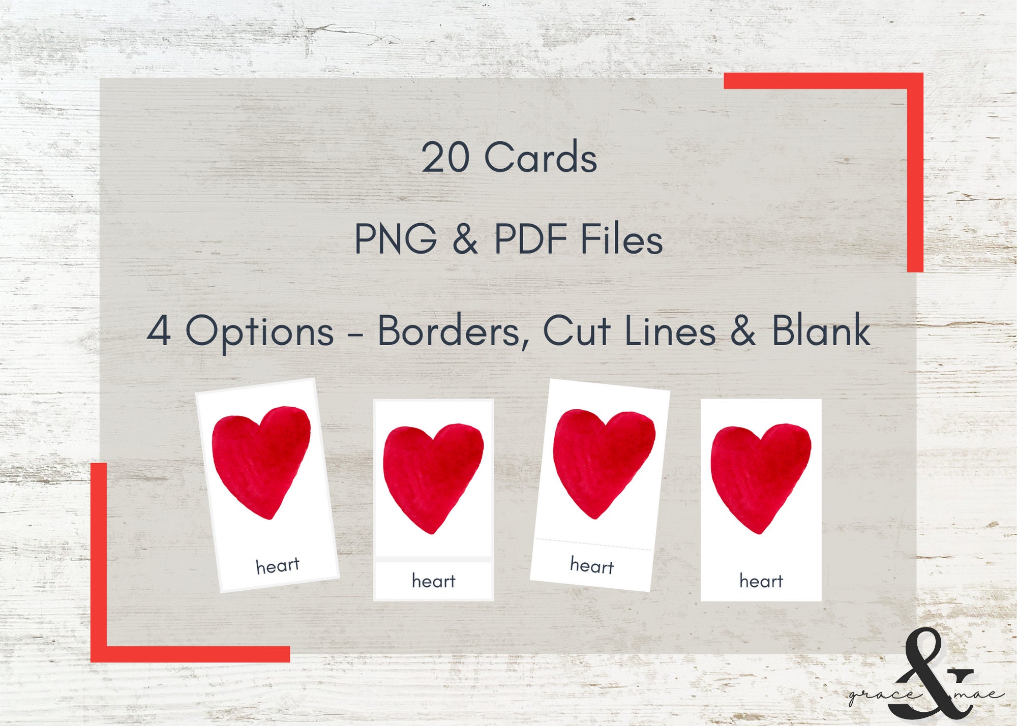 Valentine's Day 3 Part Cards - Watercolor Pictures - Montessori Cards ...