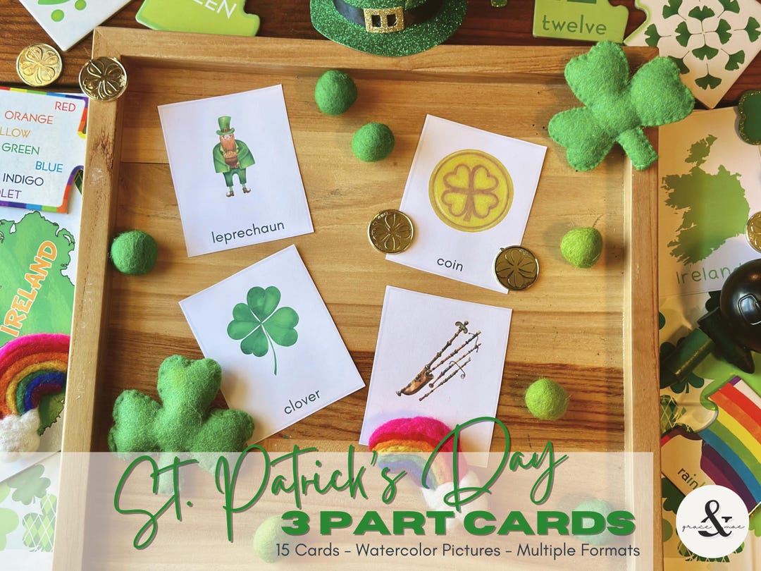 St. Patrick's Day 3 Part Cards - Watercolors - Montessori Cards ...