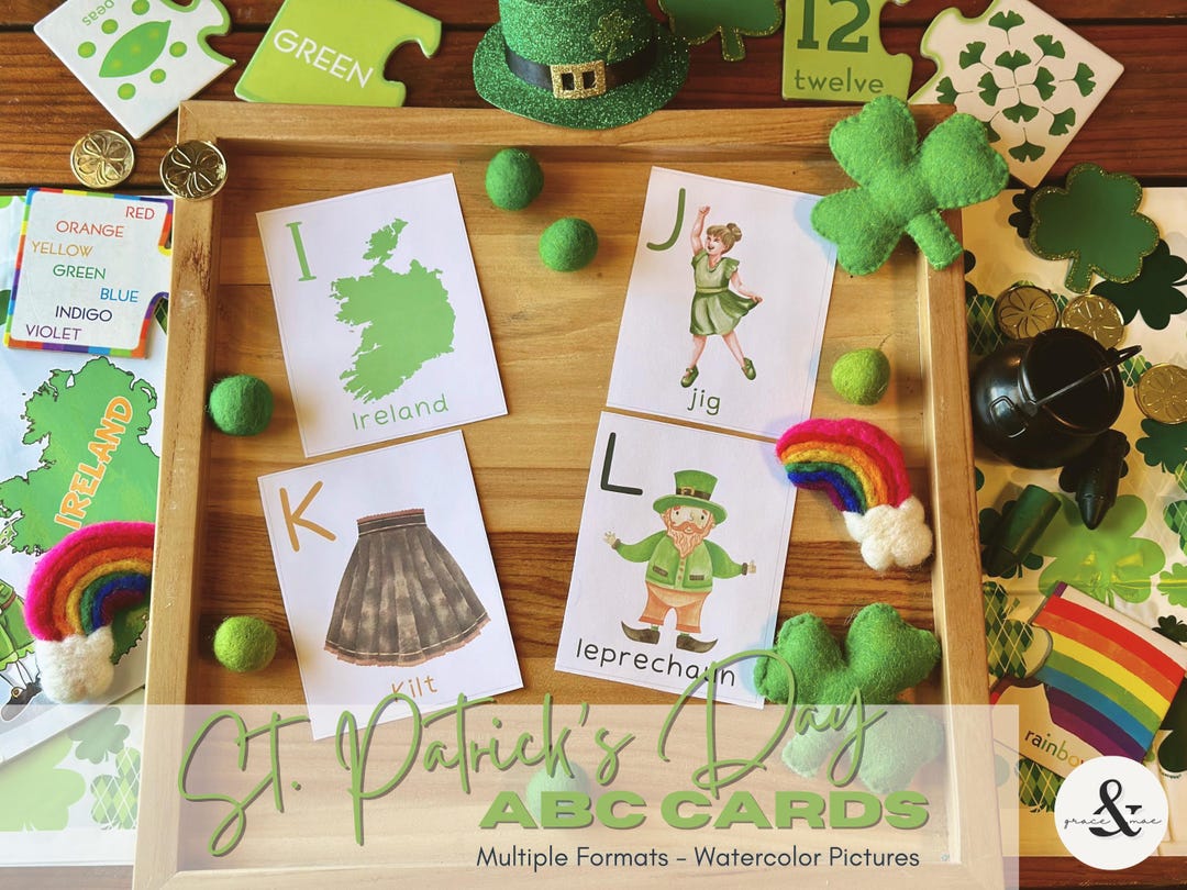 St. Patrick's Day ABC Cards - Watercolor Learning Flashcards (PDF ...