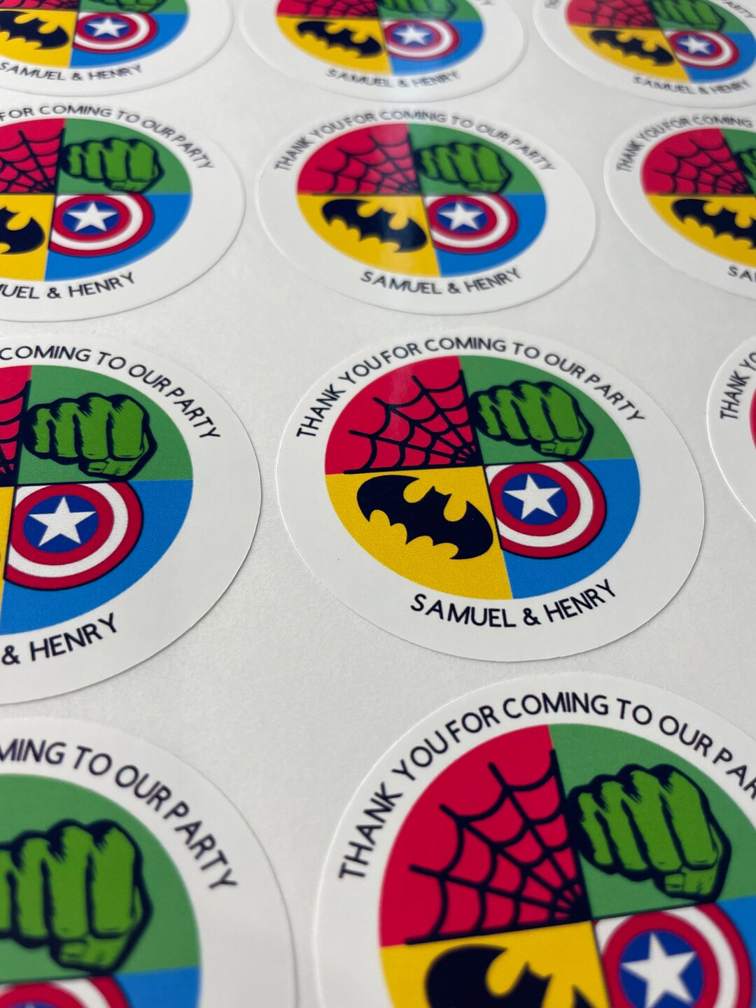 Personalised Super Hero Stickers for Birthday - Etsy