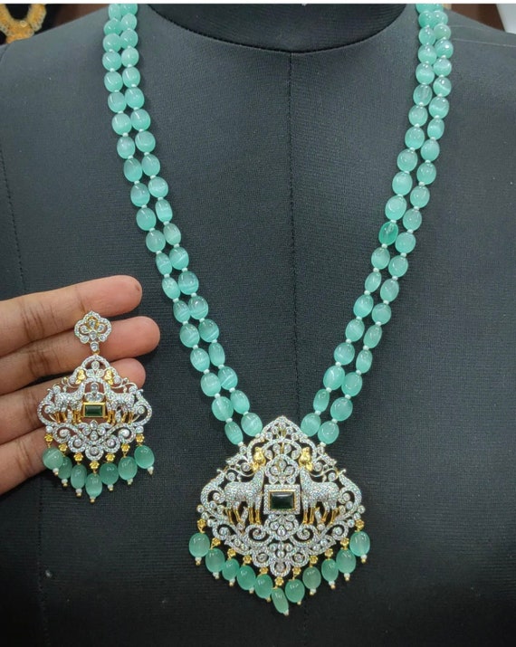 Semi Precious Monalisa Beads Mala Set With Diamond Finish - Etsy