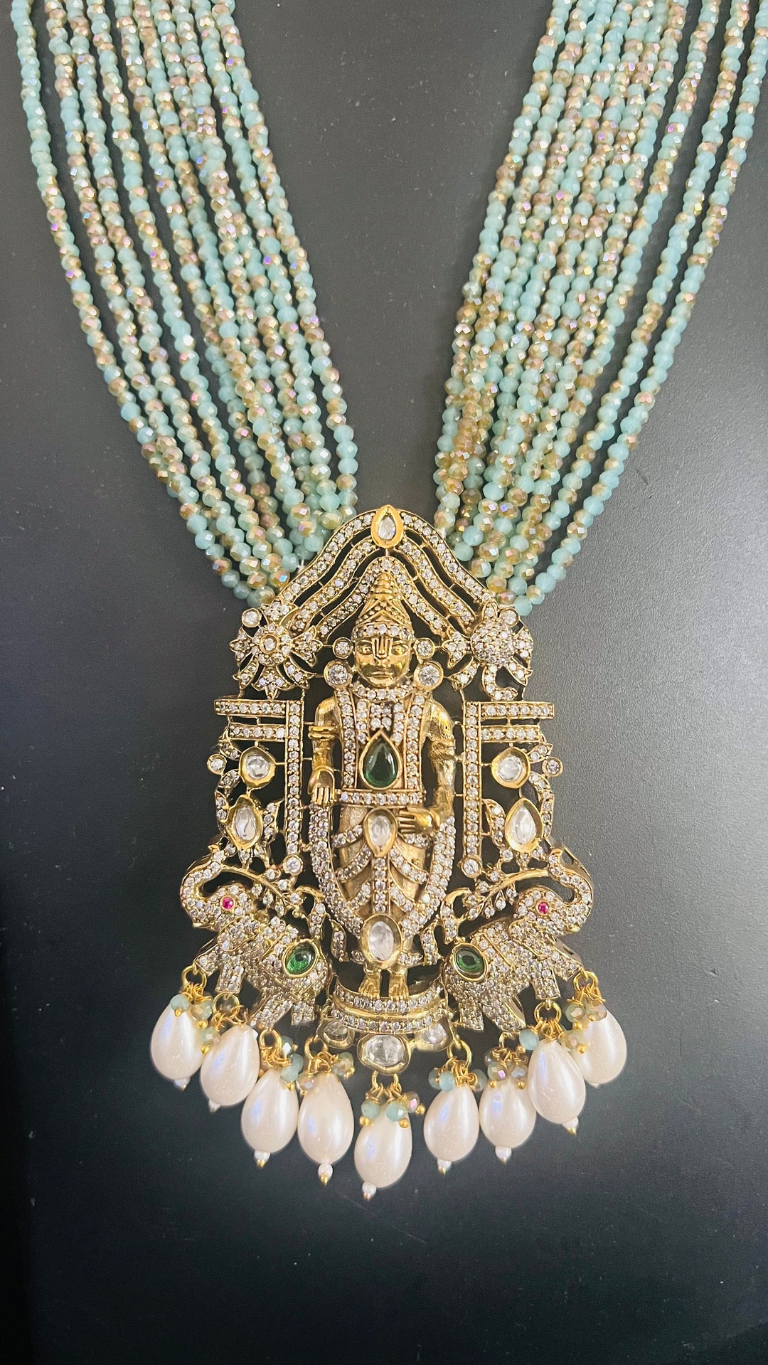 Victorian Balaji Pendant With Shiny Spinners/light Blue and - Etsy